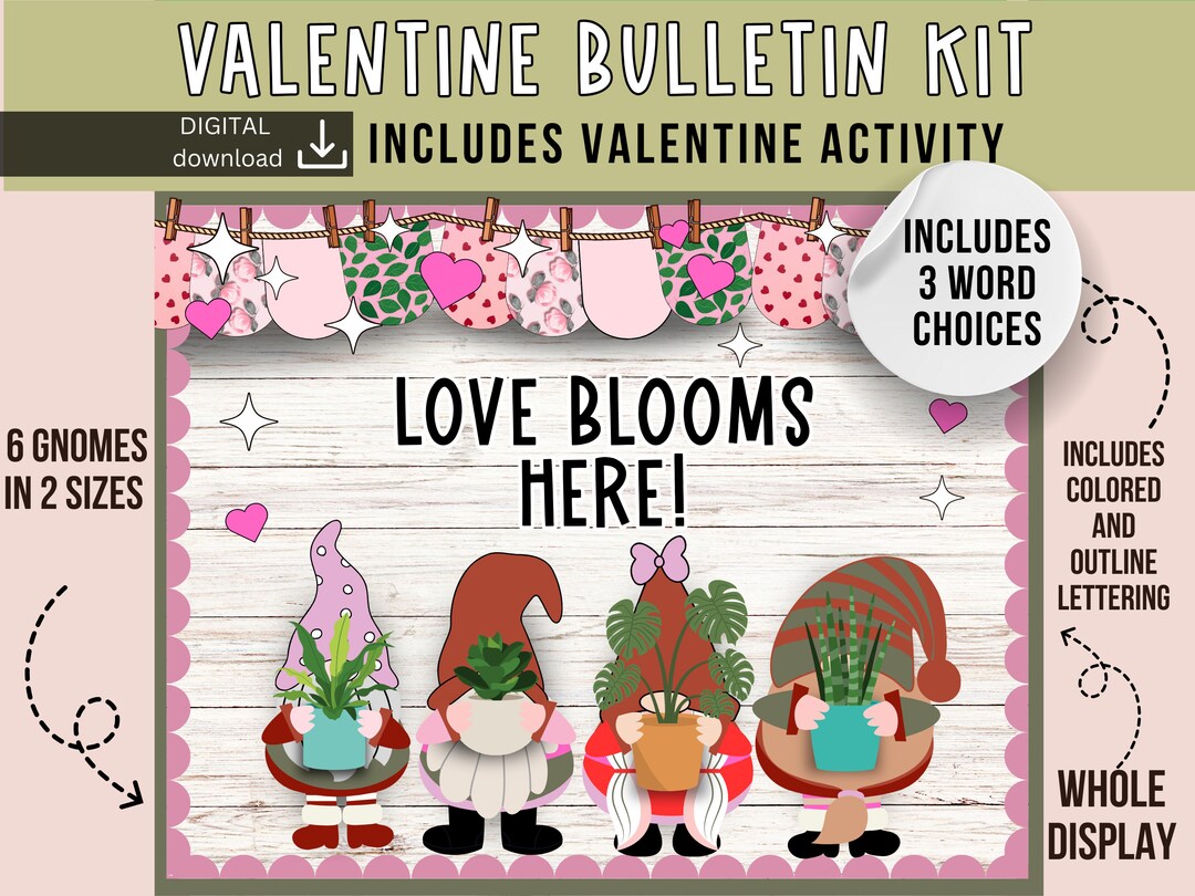 Valentine Bulletin Board | Gnome Bulletin Board | February Bulletin ...