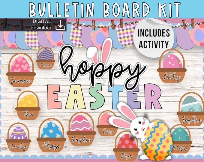 Easter Bulletin Board | Easter Egg Class Decor | Children’s Faces ...