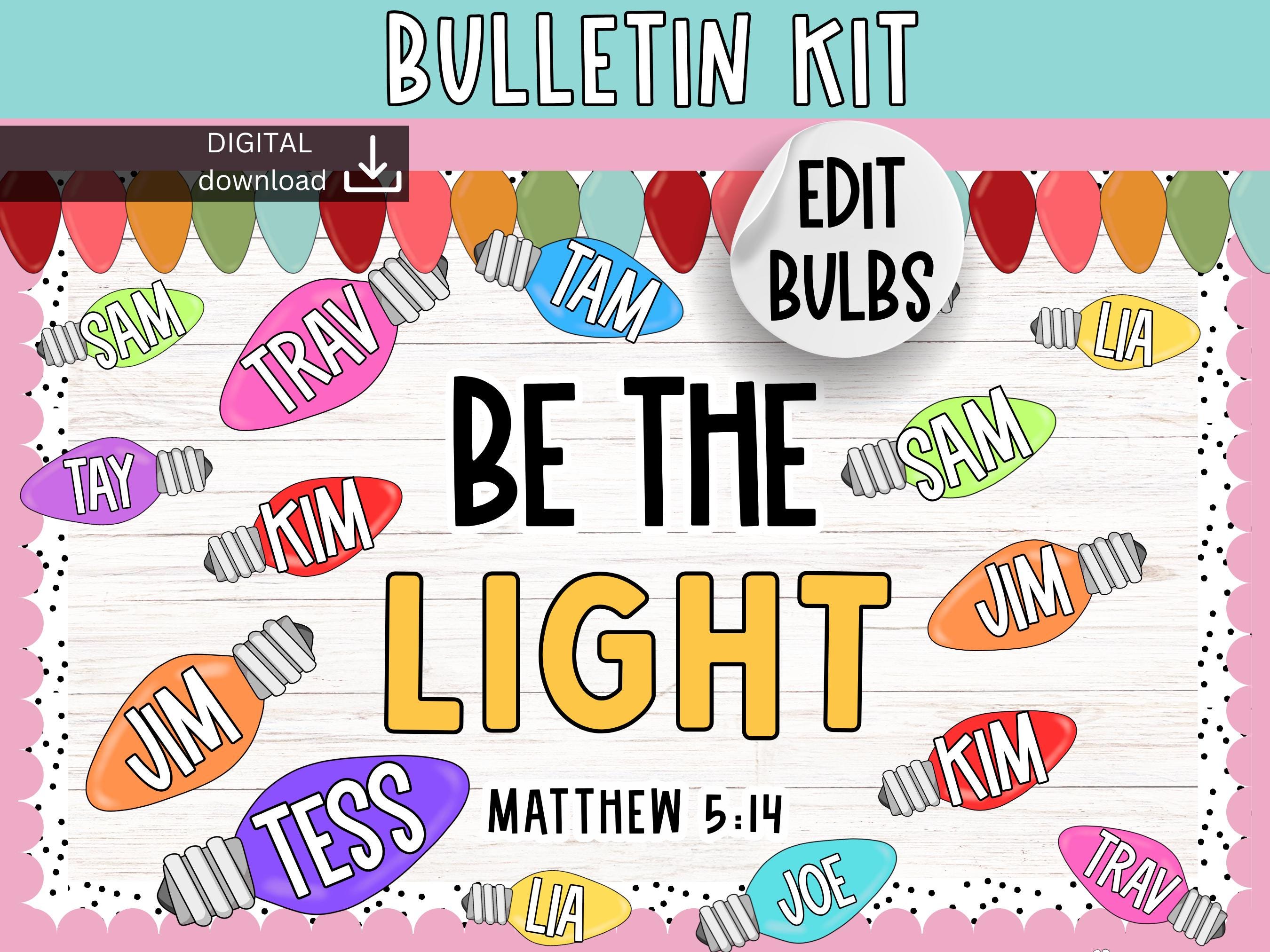 Be the Light Faith Bulletin Board Kit – Christian Classroom Decor ...