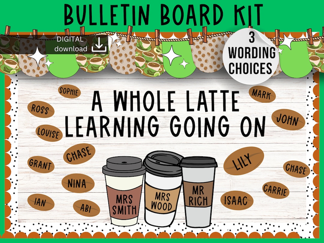 Back to School Bulletin Board | Coffee Latte Bulletin Board | August ...