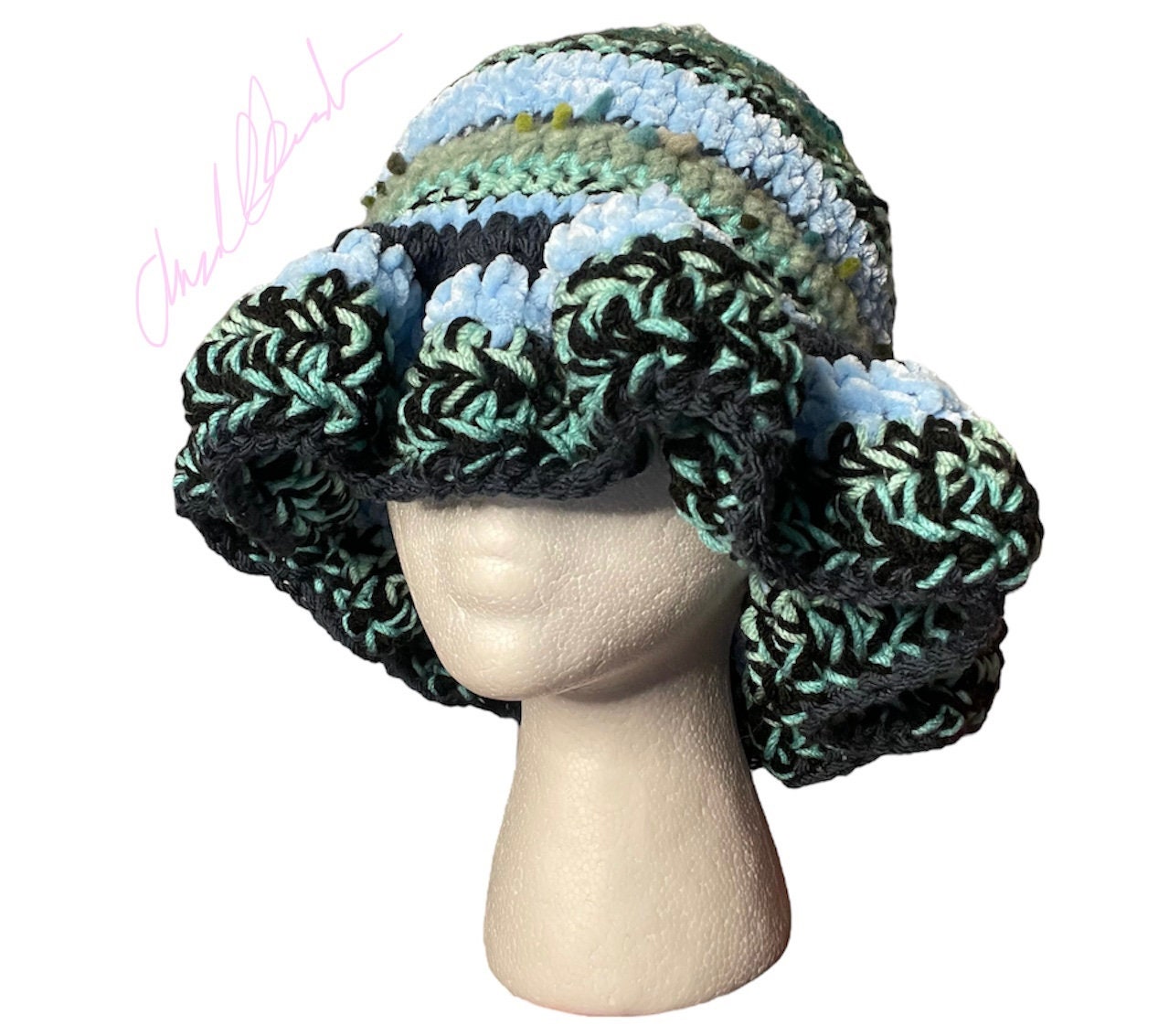Funky Crochet Ruffle Hat •handmade Crochet Ruffle Hat • - Etsy