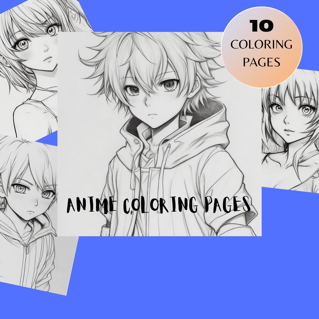 Coloring Pages: 10 Anime Coloring Pages - Etsy