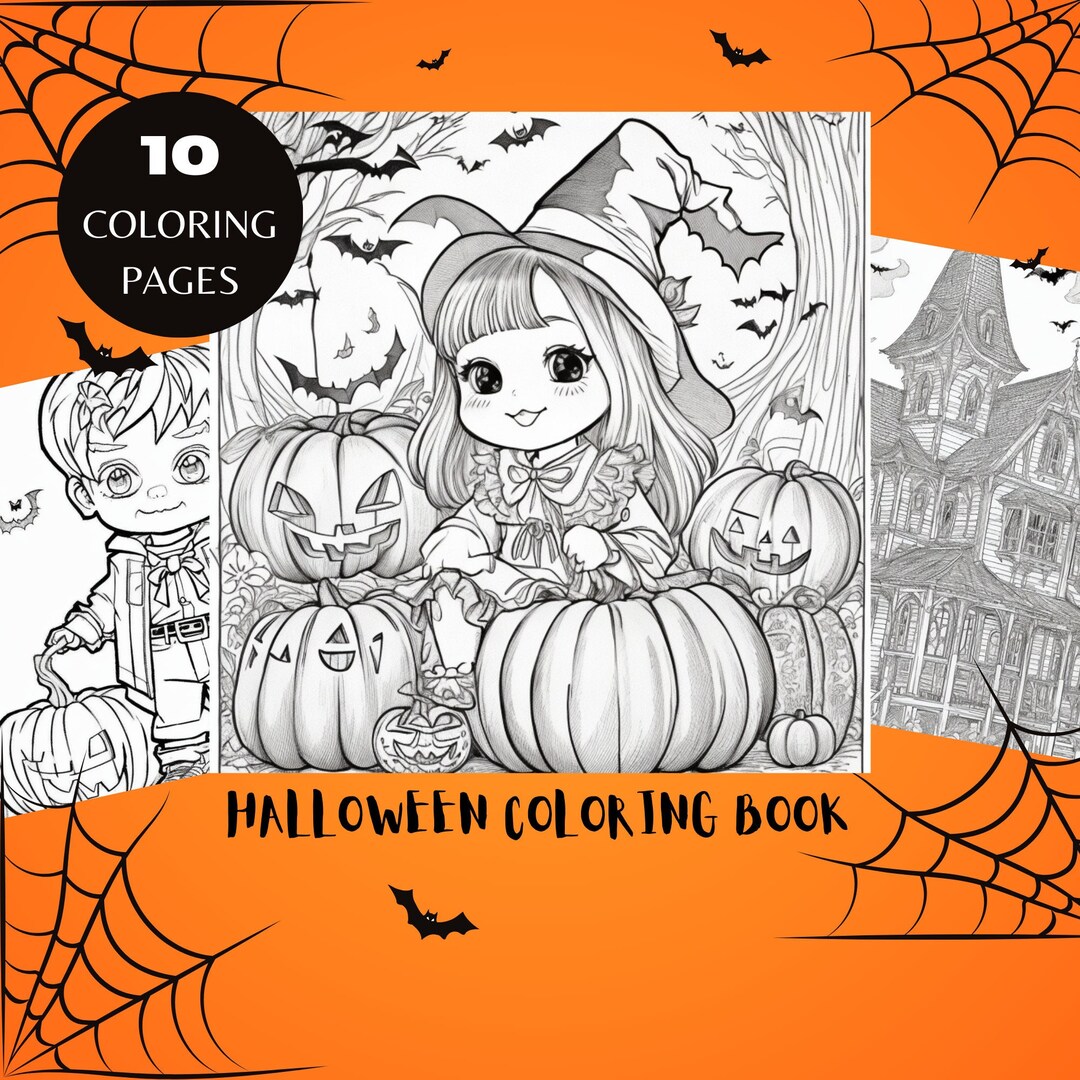 Coloring Pages: 10 Halloween Coloring Pages - Etsy