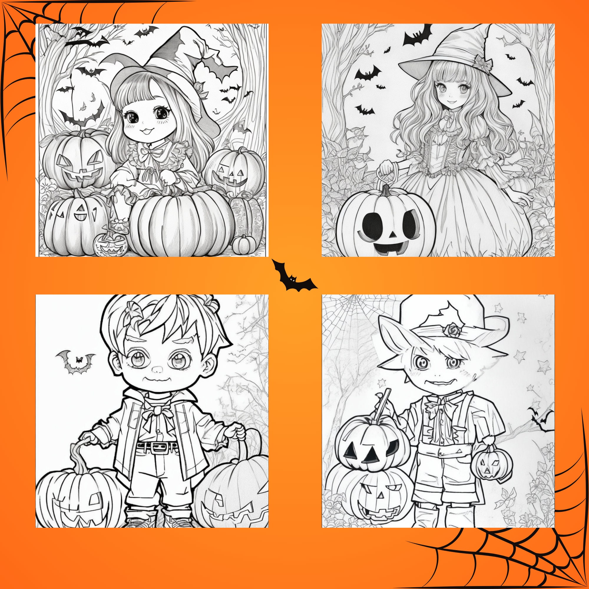 Coloring Pages: 10 Halloween Coloring Pages - Etsy