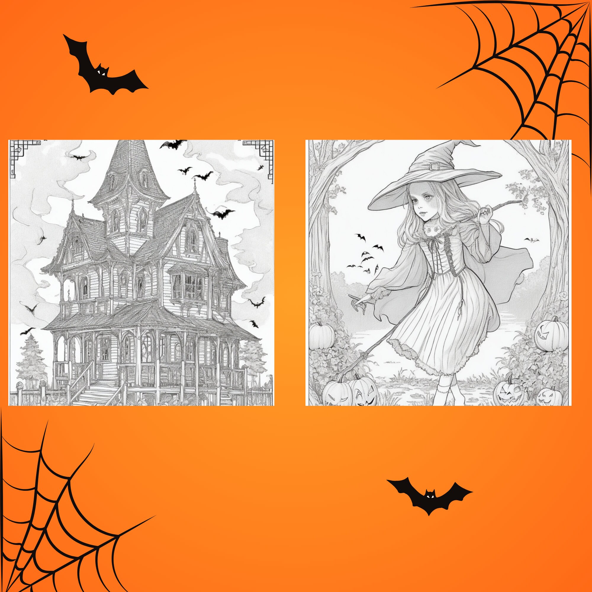 Coloring Pages: 10 Halloween Coloring Pages - Etsy