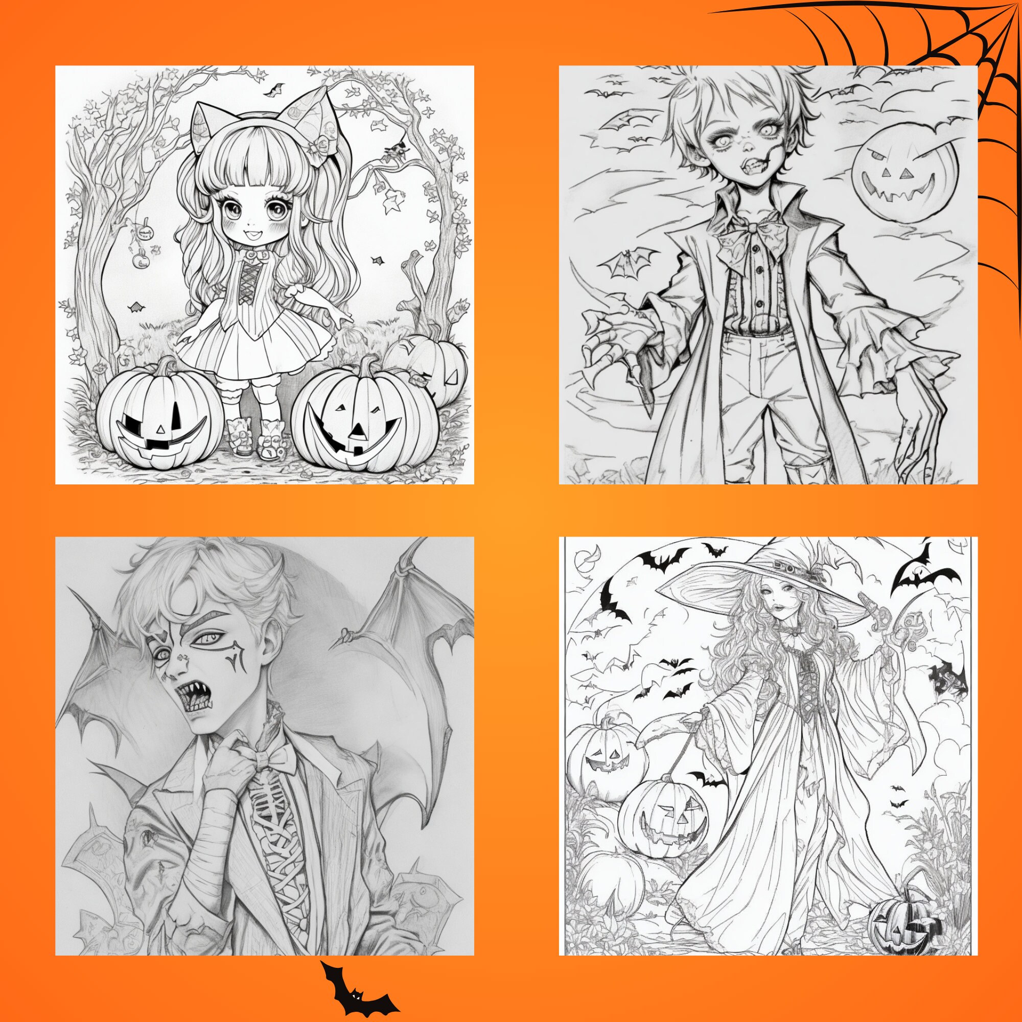 Coloring Pages: 10 Halloween Coloring Pages - Etsy