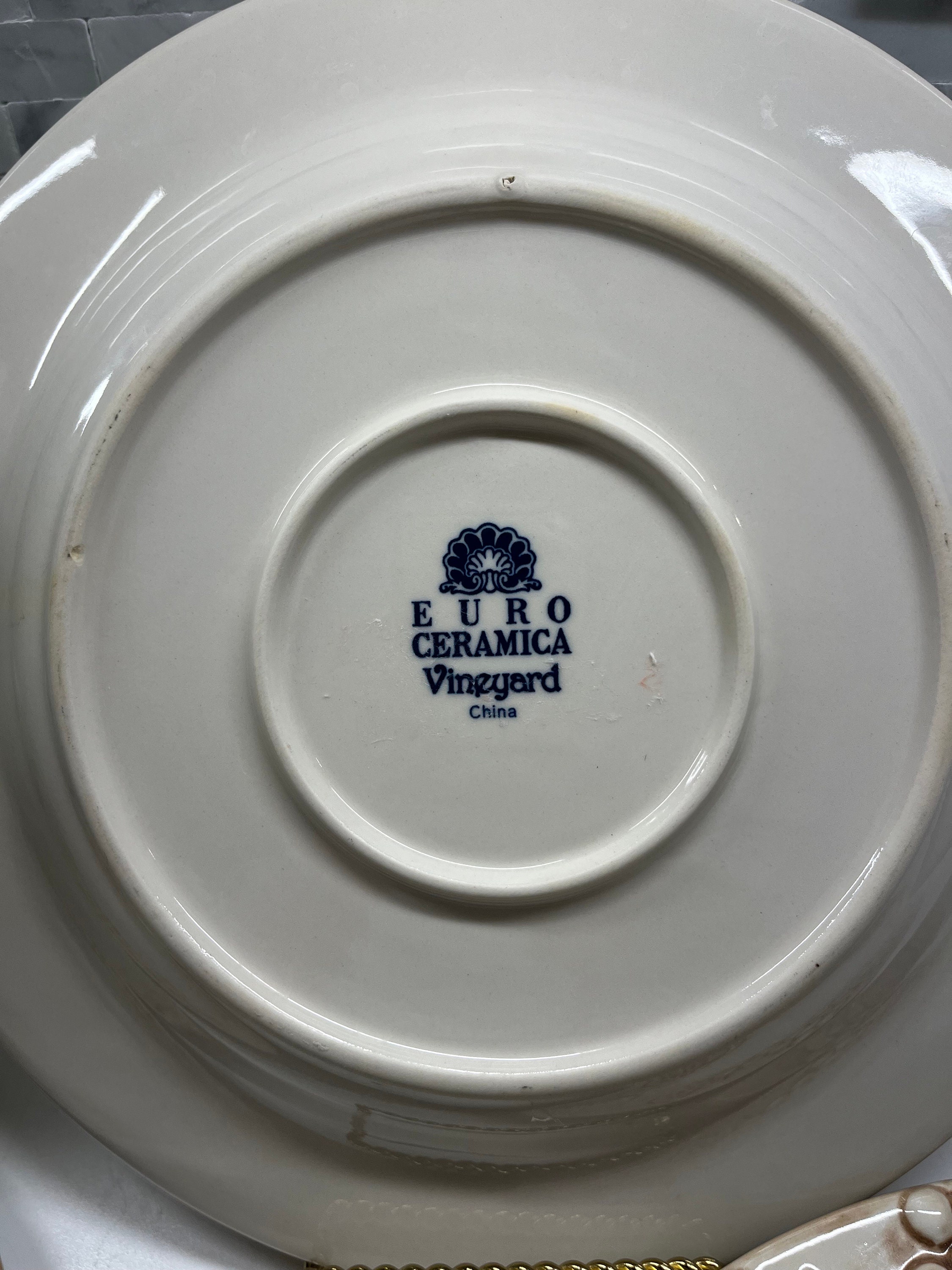 Euro Ceramica Vineyard Embossed Grapes and Leaves 11 Ceramic Dinner ...