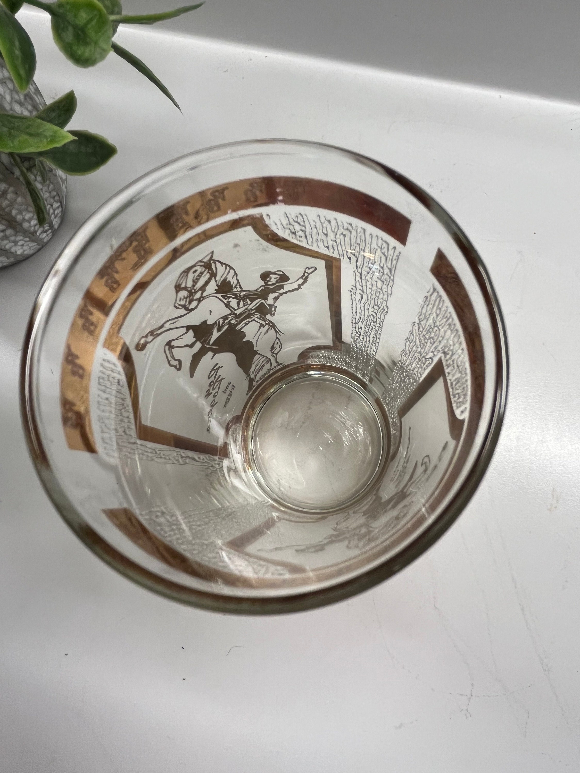 Vintage Culver Glass Roy Rogers and Trigger frosted 22K Gold Encrusted ...
