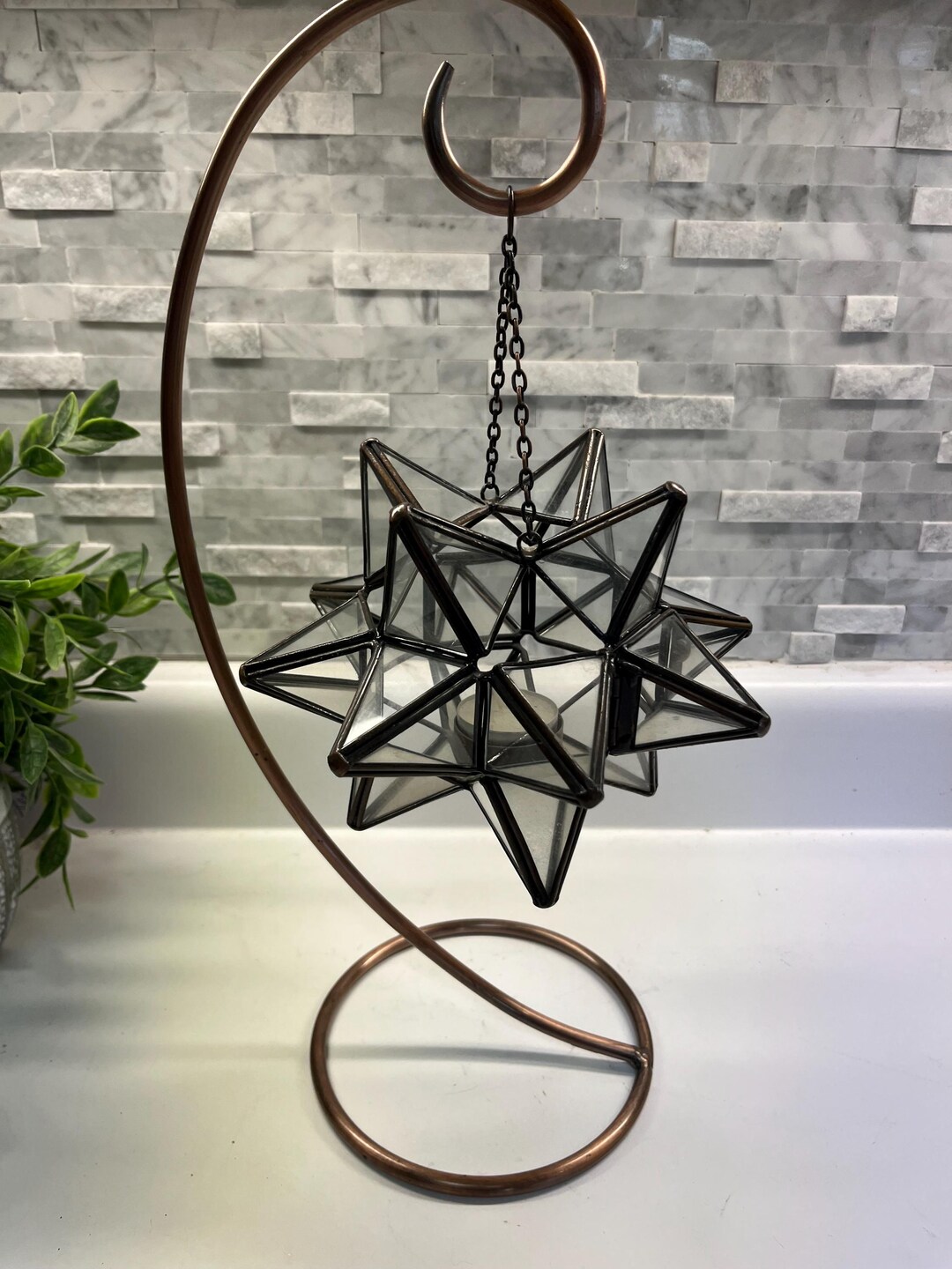 Vintage Moravian Star Hanging Tea Light Lantern Candle Holder W ...