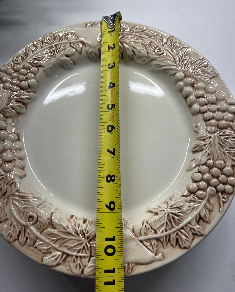 Euro Ceramica Vineyard Embossed Grapes and Leaves 11 Ceramic Dinner ...