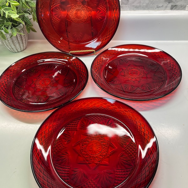 Ruby Glass Platter - Etsy