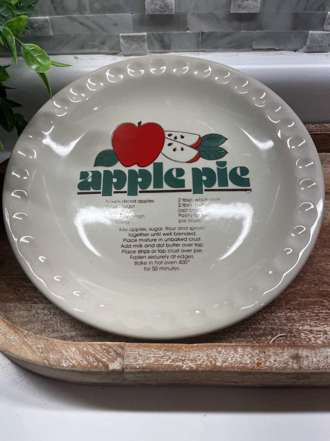 Vintage Apple Pie Recipe Plate: Fall Baking Dish - Etsy