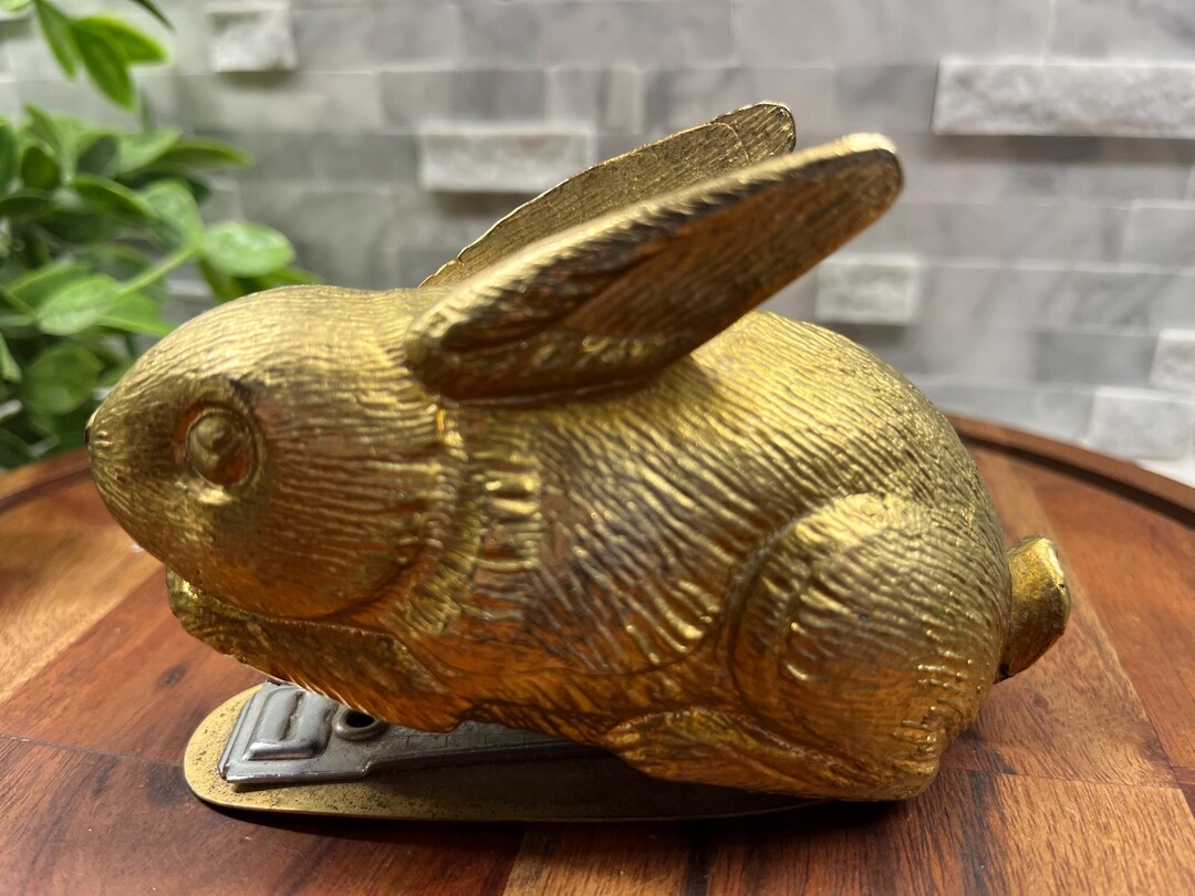 Vintage Brass Colored Metal Bunny Rabbit Mini Stapler - Gold ...