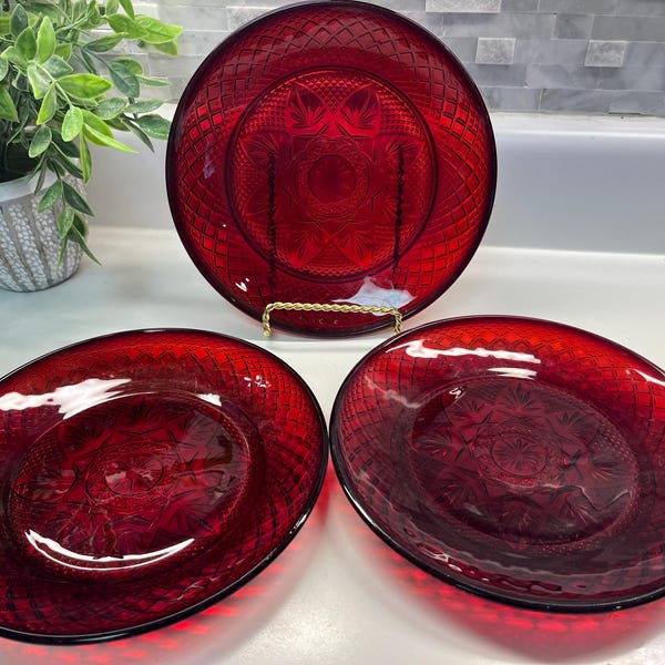 Ruby Glass Platter - Etsy