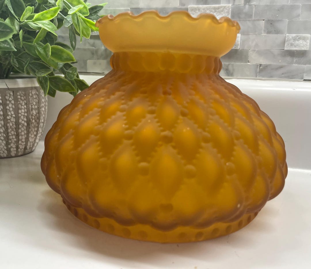 Diamond Quilted Amber Glass Lamp Shade: Satin Frosted Finish - Etsy