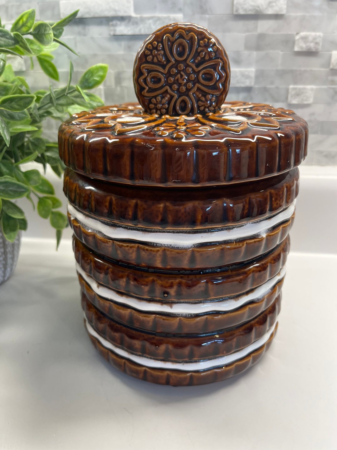 Oreo Cookie Jar Japan 1950s Stacked Oreos Jar Ceramic Biscuit Jar ...