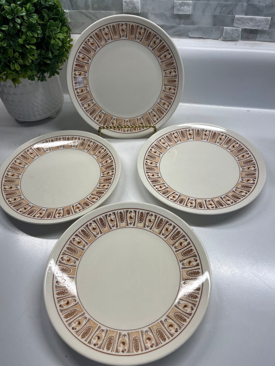 Vintage Mid Century Taylor Smith Taylor Chicken Rice Bread Plates ...