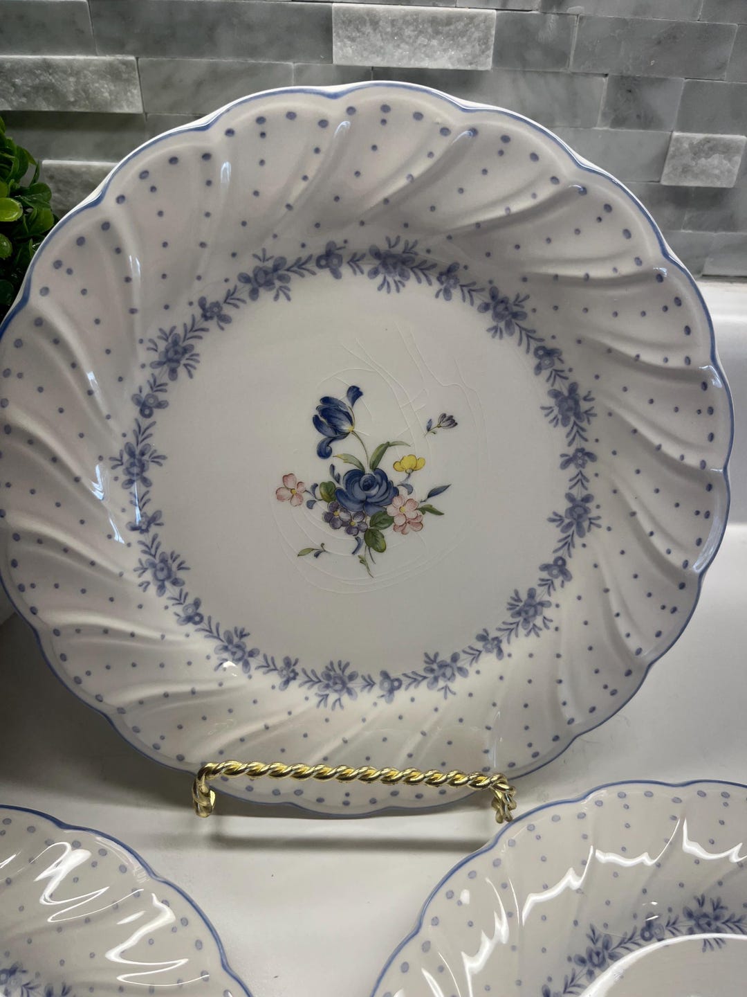 Vintage Nikko Blue Peony Set of 4 Salad Plates Nikko Made in Japan ...