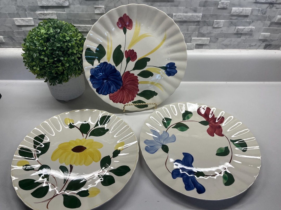 Vintage Blue Ridge Chrysanthemum Plates - Set of 3 Collectible ...