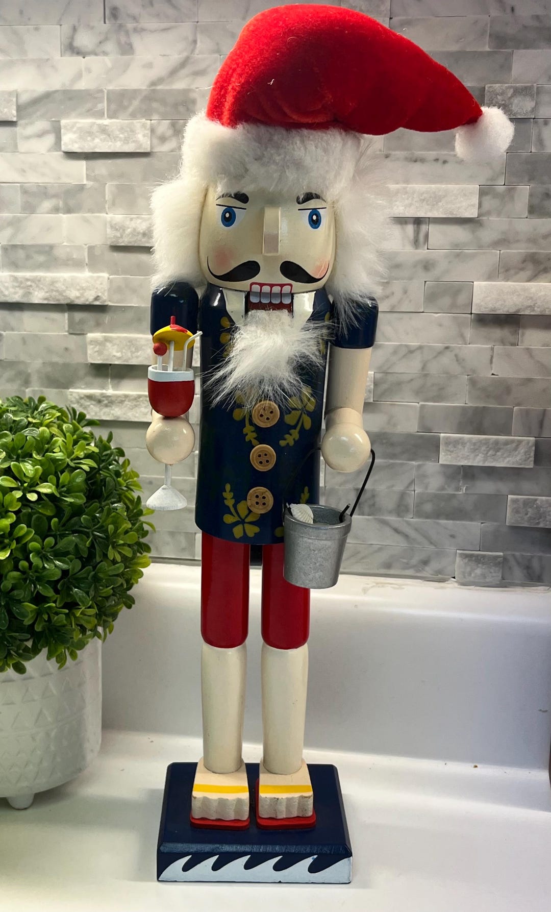 Beach Santa Nutcracker 15": Tropical Shirt, Cocktail & Flip Flops - Etsy