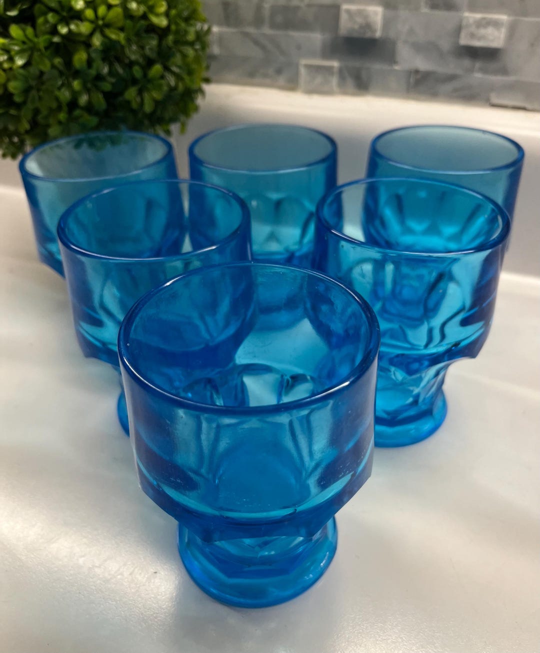 Vintage Viking Bright Blue Glass Tumblers: Honeycomb Lowball Set - Etsy