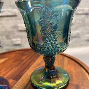 Vintage Carnival Glass Goblets Harvest Grape Indiana Glassware ...