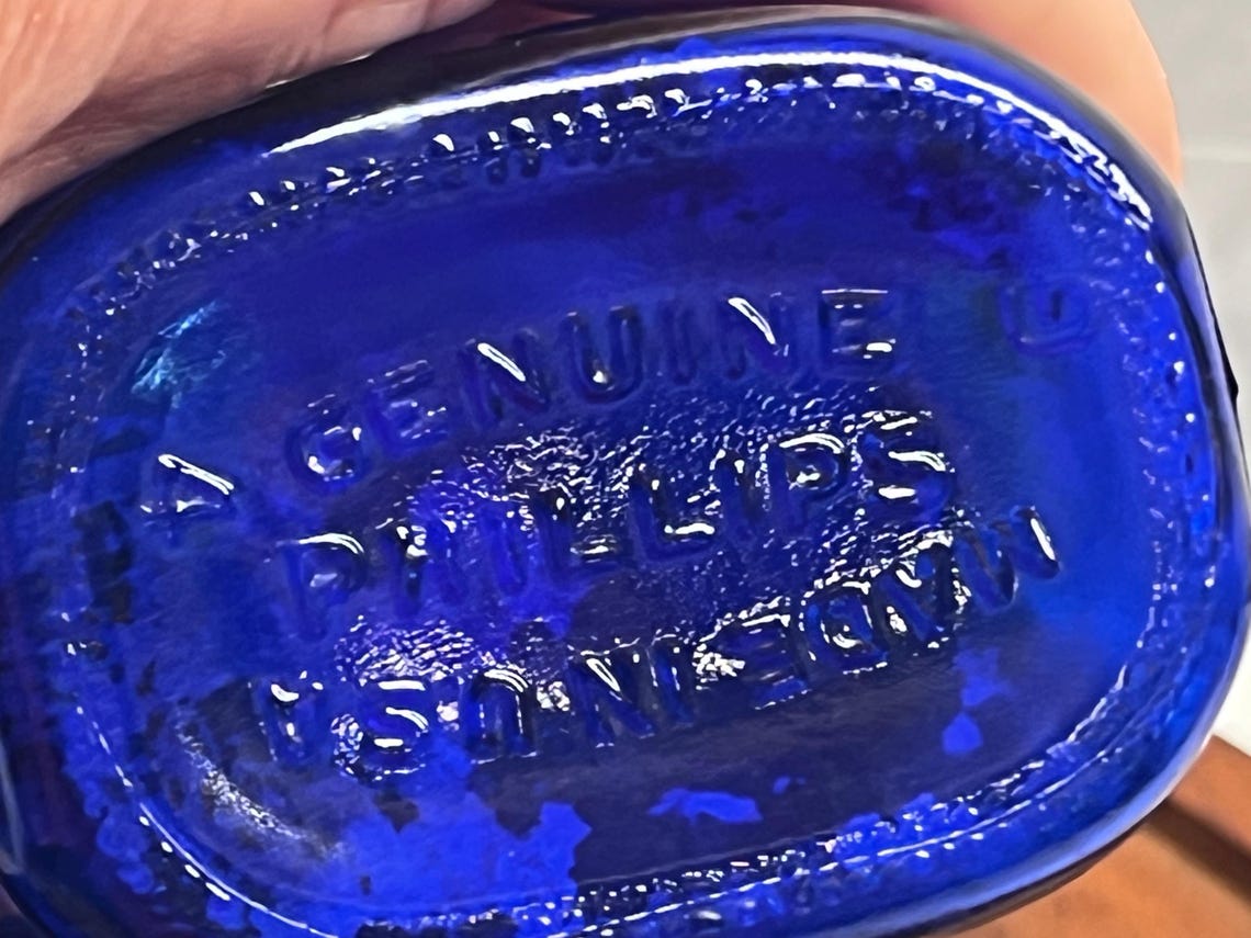 Vintage Phillips Milk of Magnesia Cobalt Blue Bottles - Set of 2 - Etsy