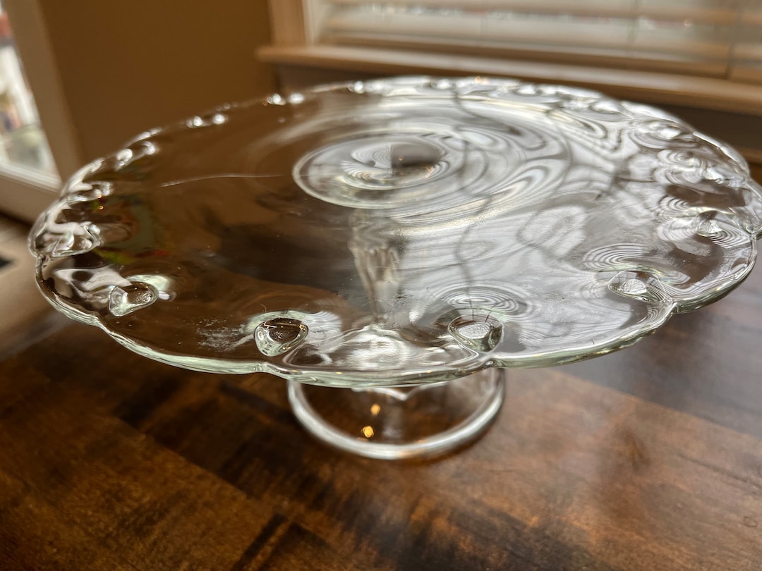 Teardrop Clear Indiana Glass MCM Cake Stand - Etsy
