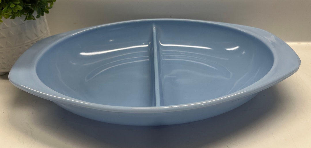 Vintage Pyrex Delphite Blue/ Bluebelle 1.5 Quarts Cinderella Divided ...