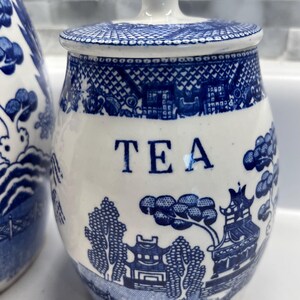 Vintage Blue Willow Flour 9” and Tea 6” Canister Set With Lids ...