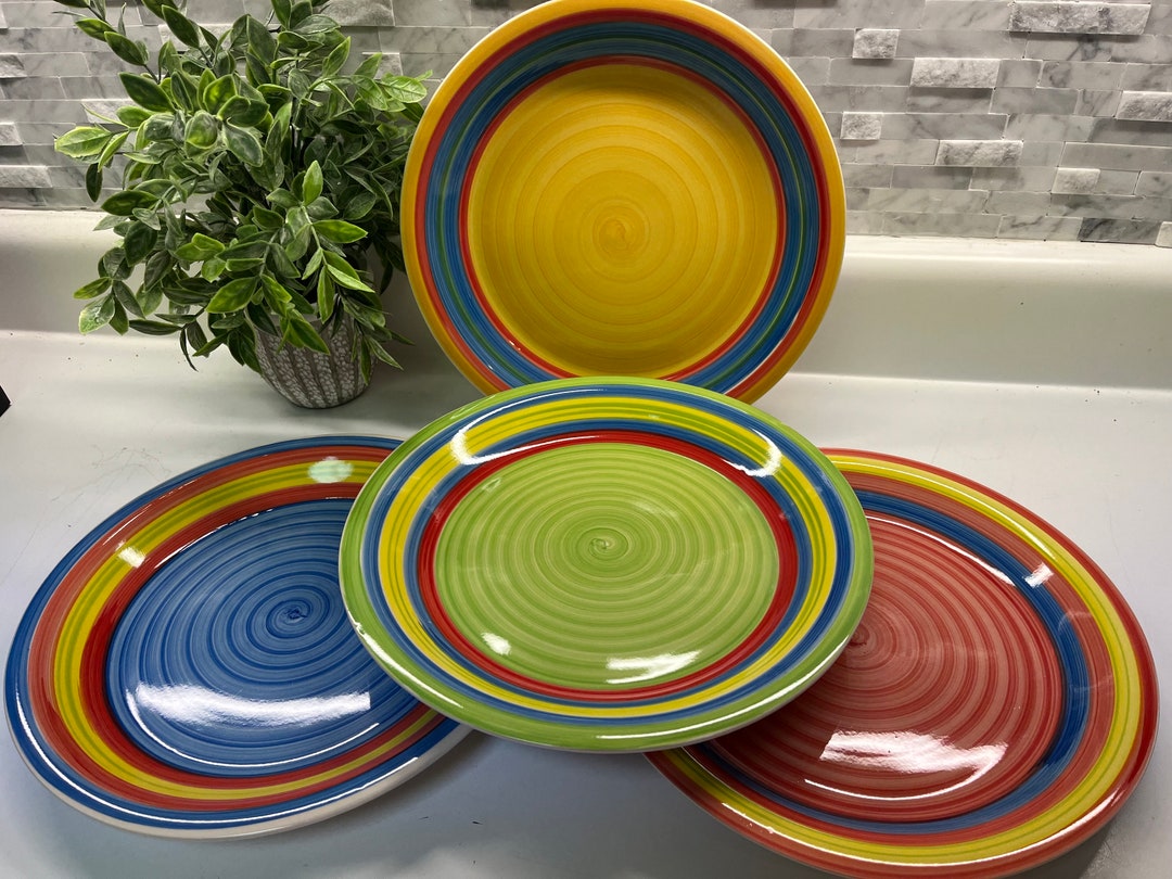 Brylane Home Santa Fe Hand-painted Striped Stoneware 10 1/2 Dinner ...