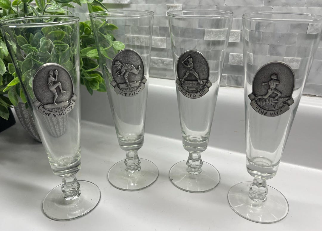 Vintage Fort Pewter Golf Pilsner Glasses, Pewter Medallion Golfer Beer ...