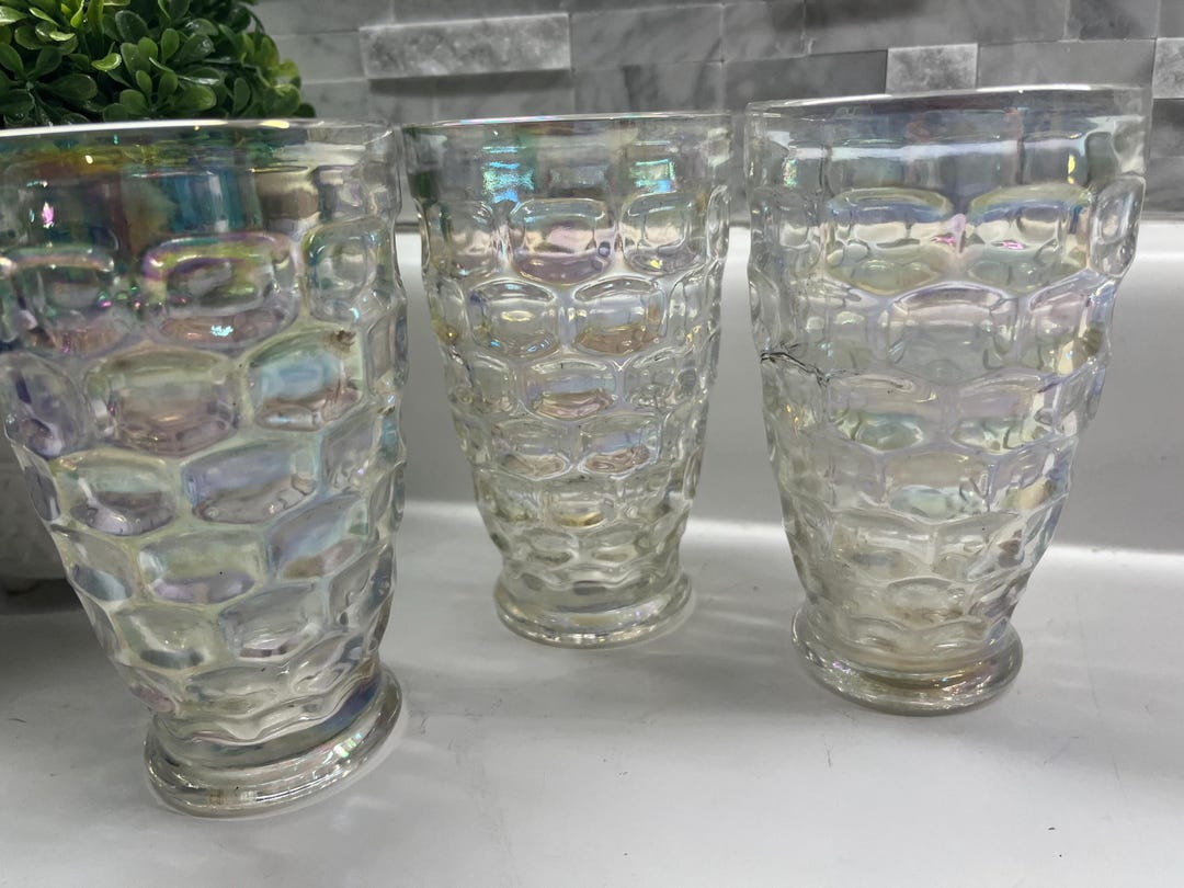 Federal Glass Colonial Iridescent 12 Oz Tumblers Set of 3 - Etsy
