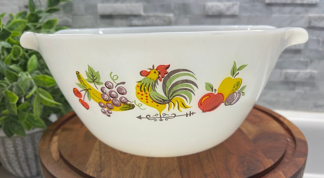 RARE Fire King Chanticleer Rooster Fruit Cinderella Anchor Hocking ...