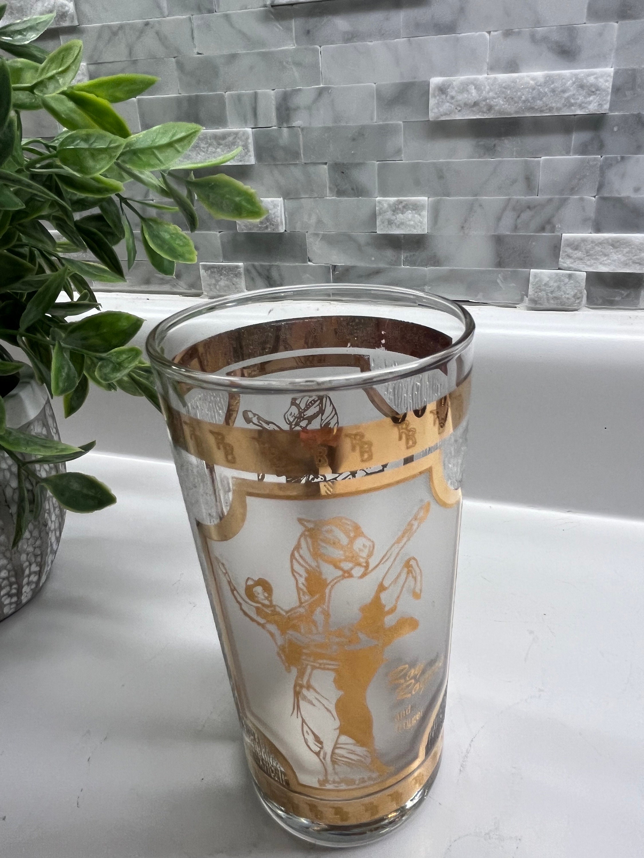 Vintage Culver Glass Roy Rogers and Trigger frosted 22K Gold Encrusted ...