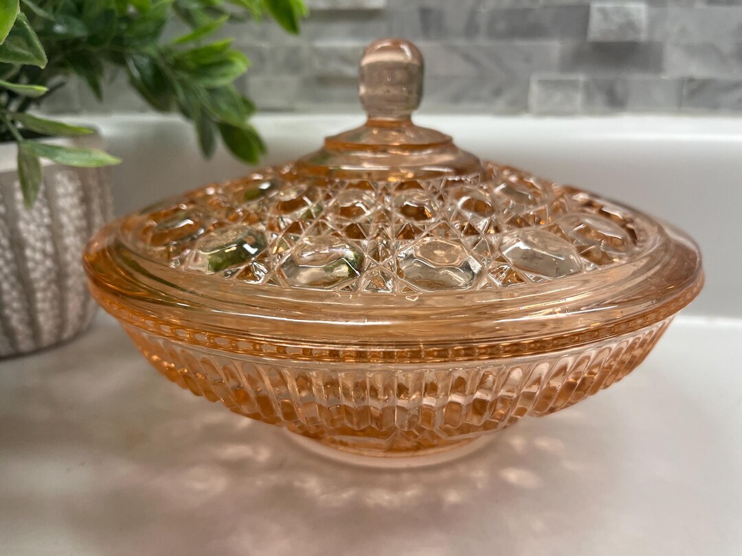 Vintage Pink Candy Dish by Indiana Glass Sparkling Windsor Pattern ...
