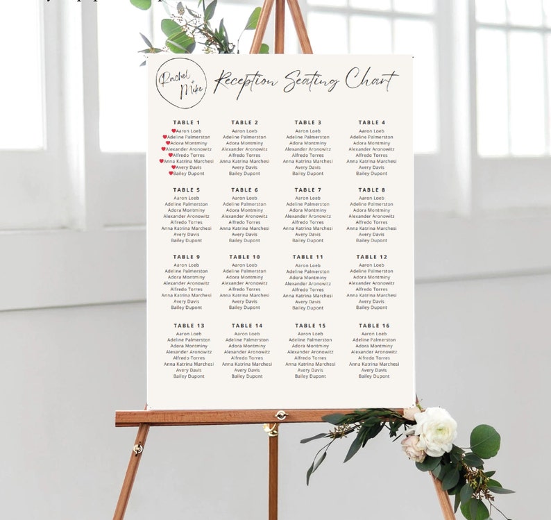 Printable Wedding Seating Chart Template Editable Canva Design DIY ...