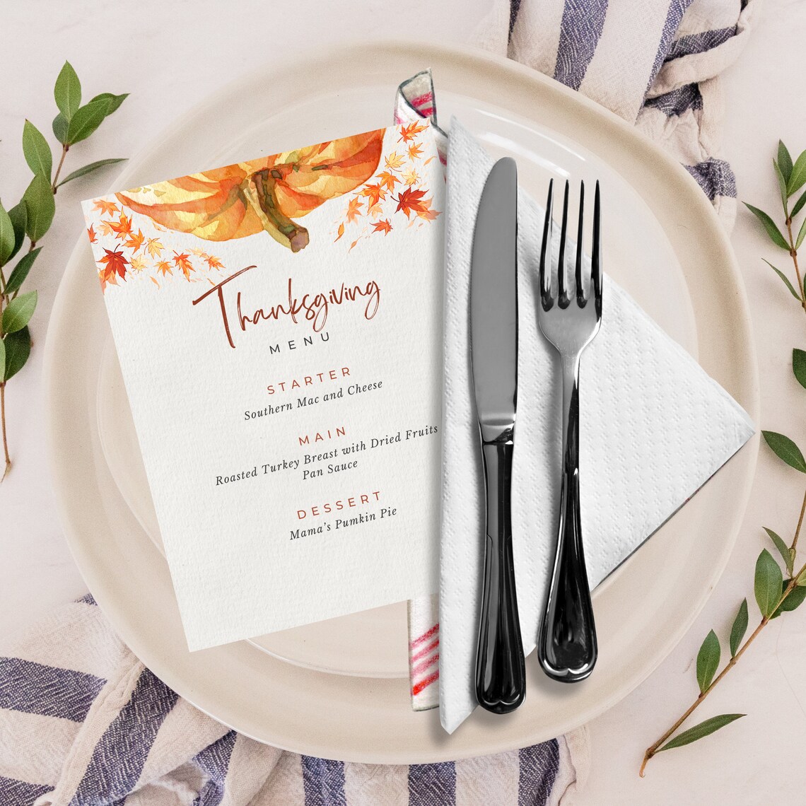 Editable Thanksgiving Menu Template - Digital Printable - Etsy