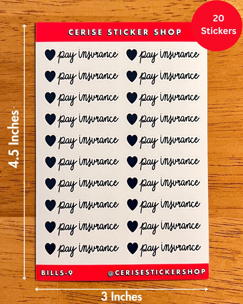 Pay Insurance Bill Calendar & Journal Stickers, Monthly Budget Tracker ...