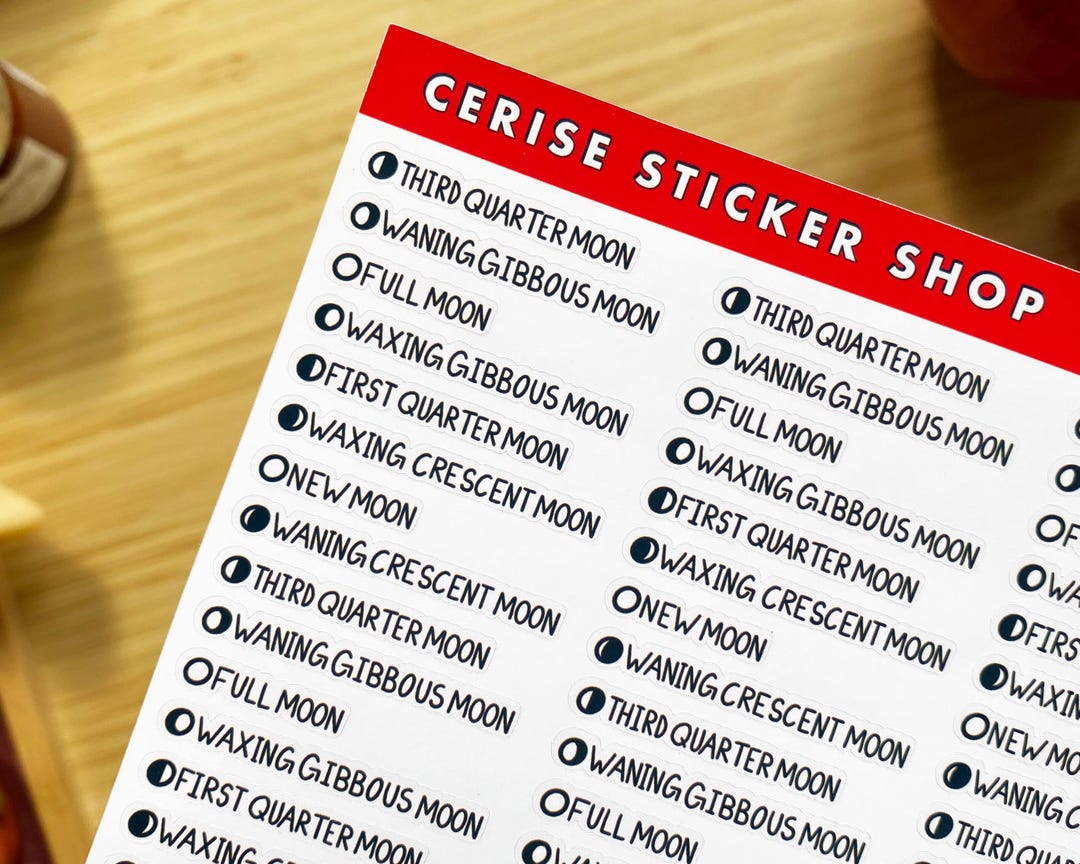 8 Moon Phases Stickers | Lunar Calendars, Moon Planner Stickers ...