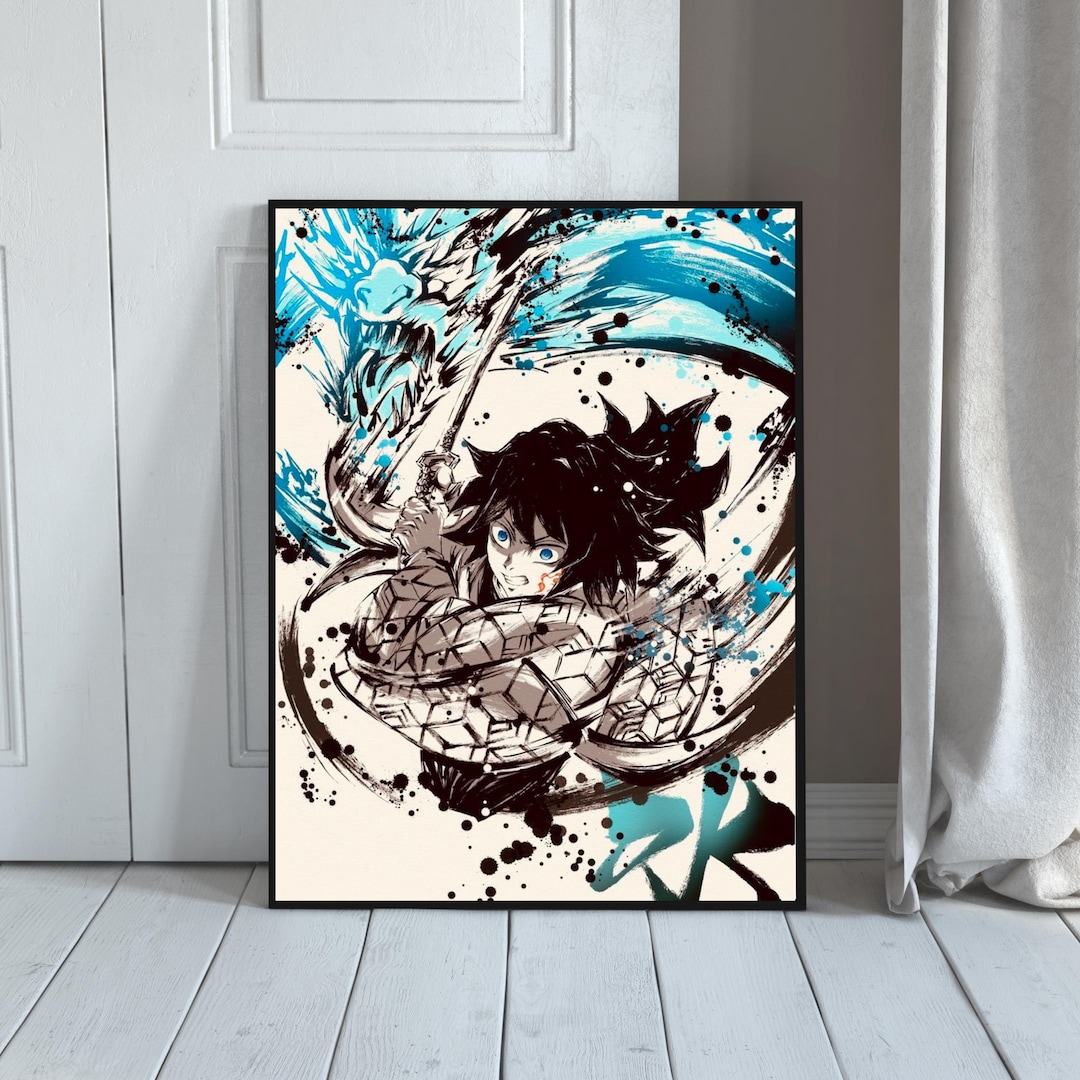 Demon Slayer Giyu Tomioka Water Dragon Poster – Kimetsu No Yaiba Anime ...
