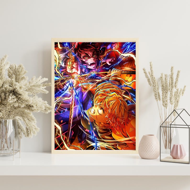 Zenitsu Vs Kaigaku Poster | Demon Slayer Infinity Castle Wall Art ...