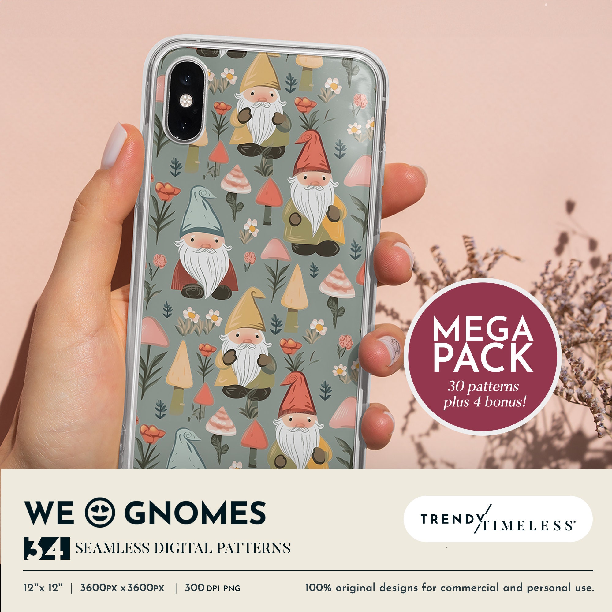 Gnome Repeating Patterns, Gnomes Digital Paper Pack, Seamless Pattern ...