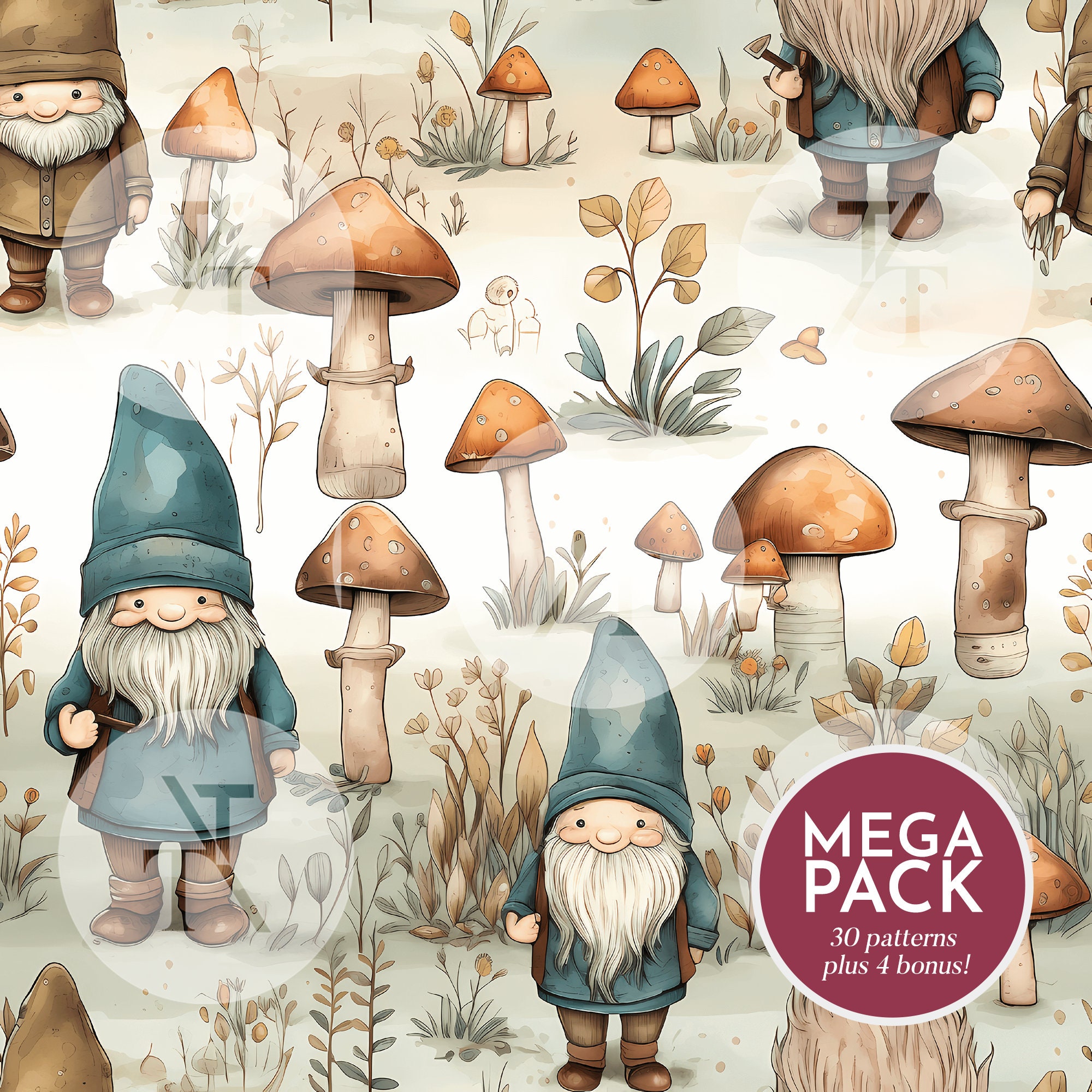 Gnome Repeating Patterns, Gnomes Digital Paper Pack, Seamless Pattern ...
