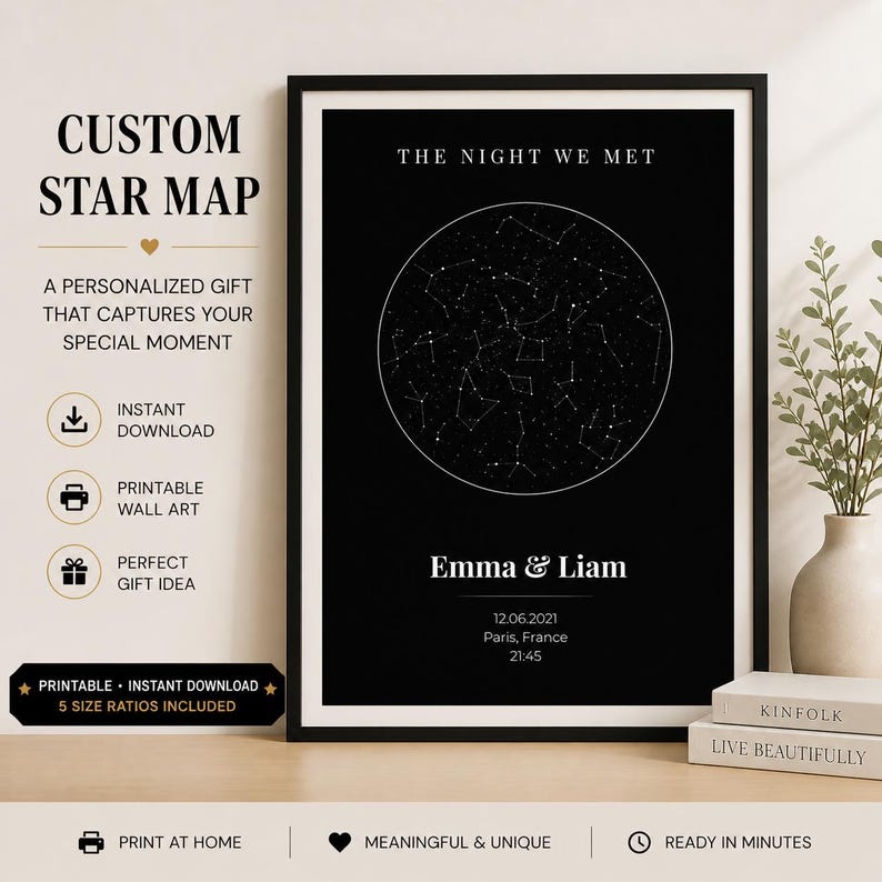 Personalized Star Map Print, Personalized Night Sky Poster (digital ...