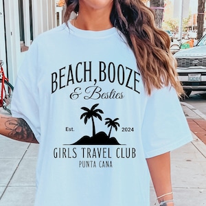 Beach Booze & Besties Social Club Tshirt, Girls Trip Travel Shirts ...