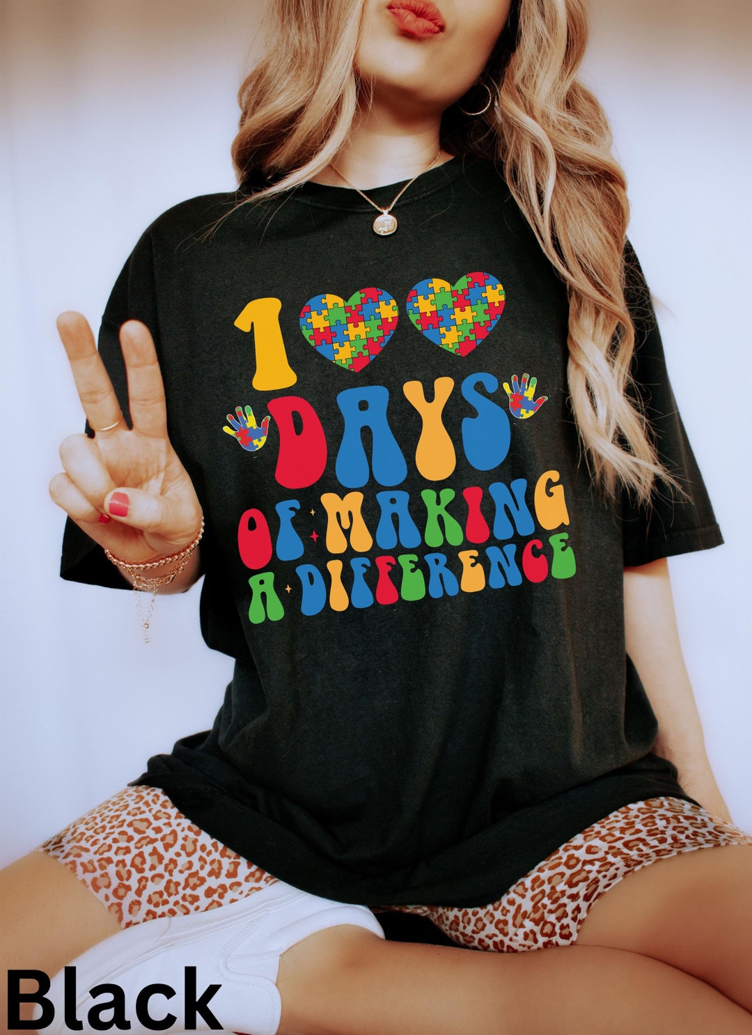 100 Days of Making A Difference Shirt, 100th Day of School Autism ...