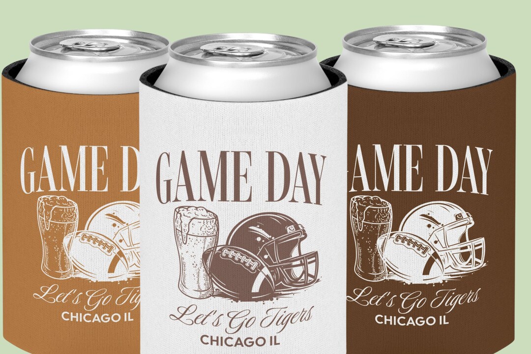 Game Day Football Can Cooler, Tailgate Custom Beer Can Holder ...