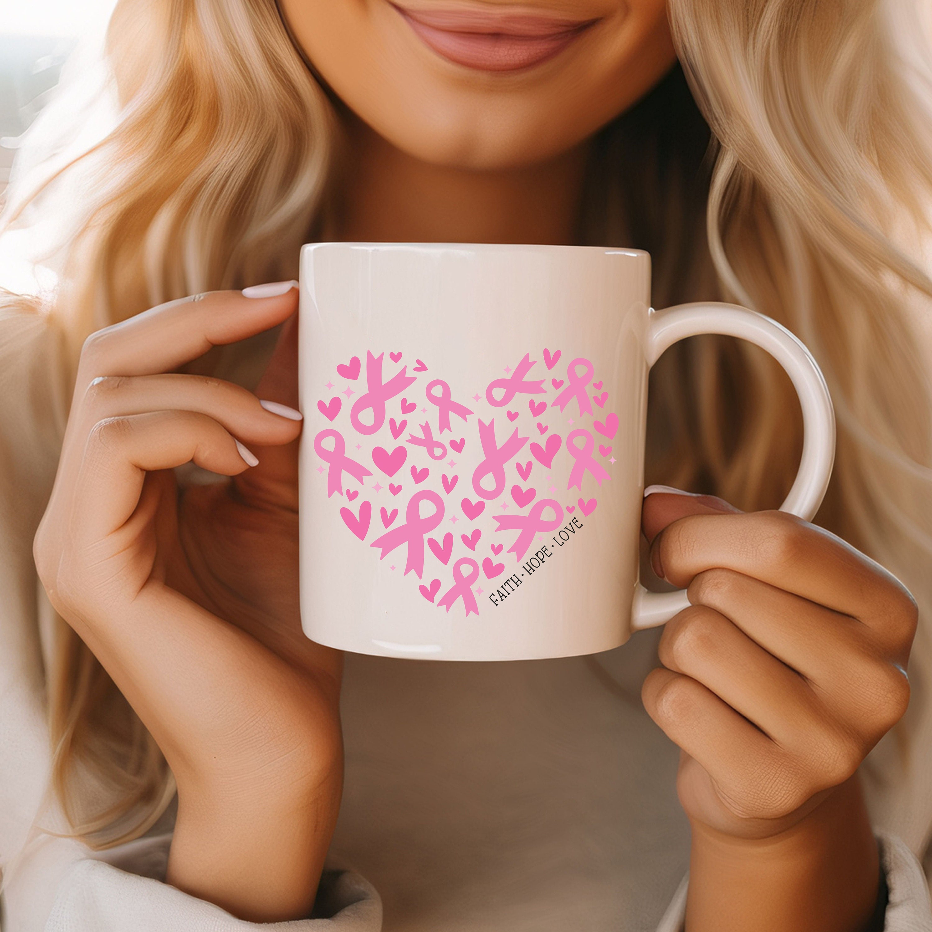 Pink Ribbon Faith Hope Love Mug Motivational Mug Pink Ribbon - Etsy