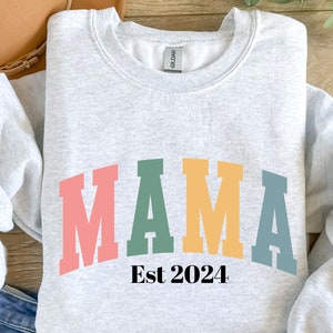 Colorful Mama Est 2024 Sweatshirt, Mama Sweatshirt, Mother's Day Gift ...